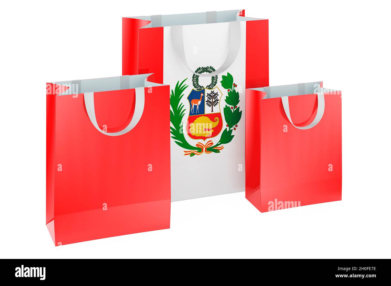 Shopping bags with Peruvian flag. Shopping in Peru, concept. 3D ...