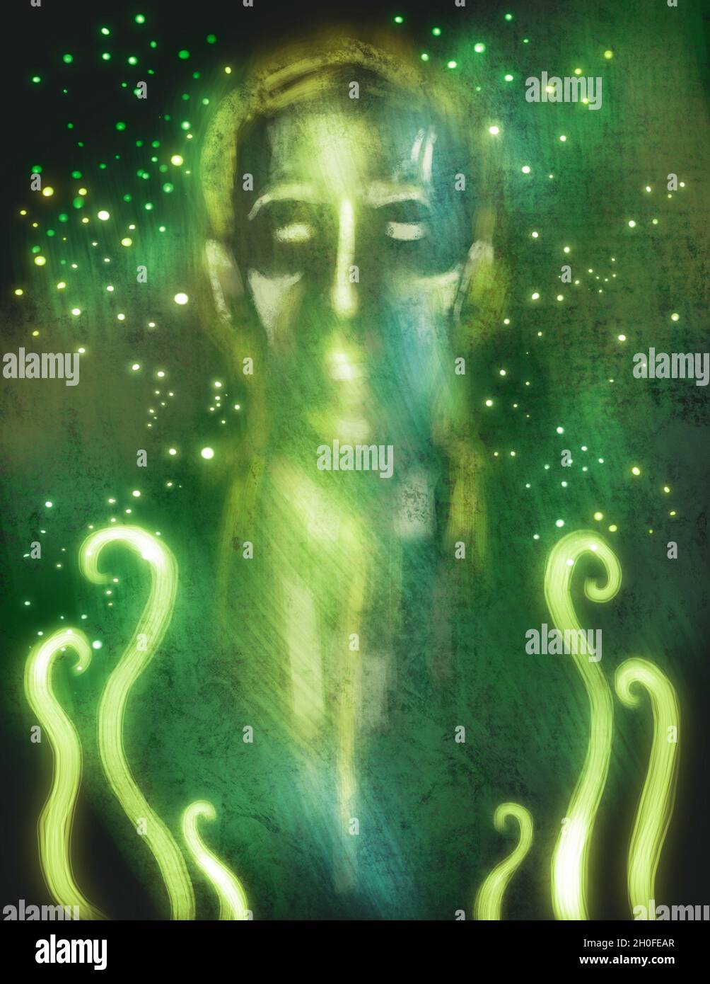 H. P. Lovecraft hand drawn portrait illustration art Stock Photo - Alamy