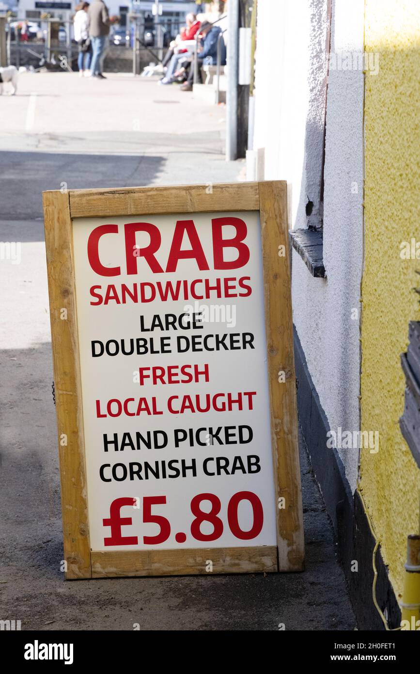 Cornwall crab sandwiches sign for crab food; Cornish crab sandwich as a ...