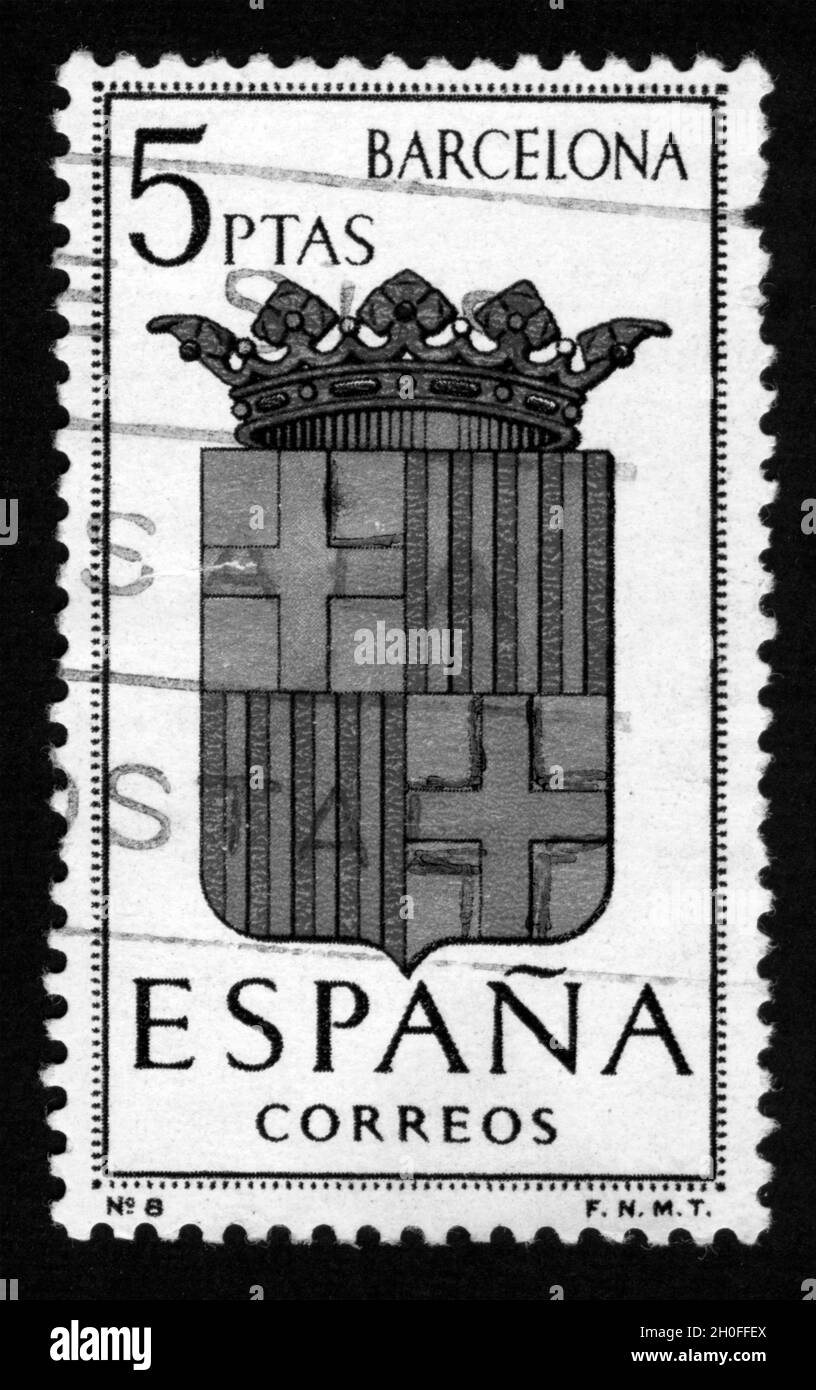 Spain barcelona stamp Black and White Stock Photos & Images - Alamy