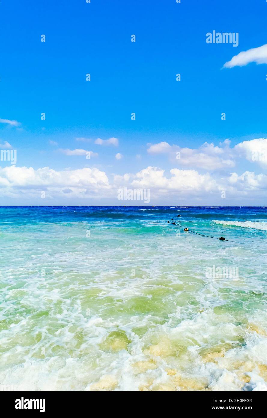 Tropical mexican beach landscape panorama with clear turquoise blue ...