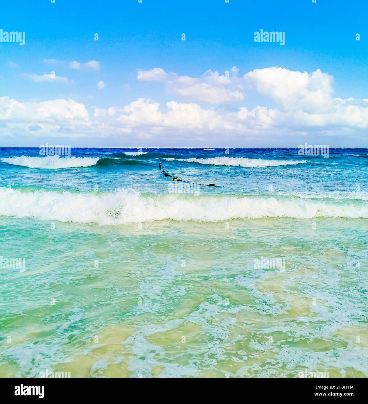 Tropical mexican beach landscape panorama with clear turquoise blue ...