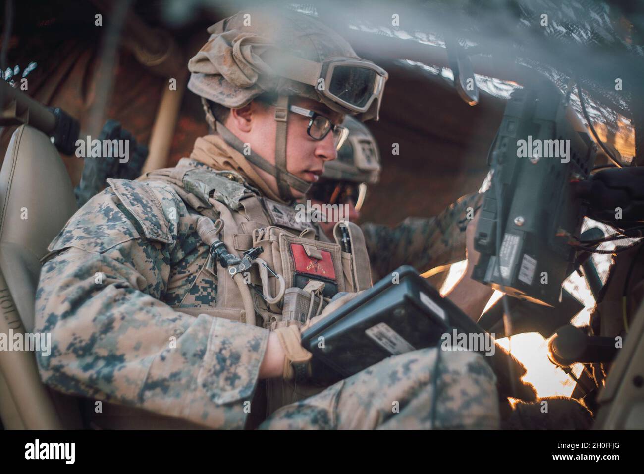 U.S. Marine Corps Lance Cpl. Reed Cantu, a low-altitude air defense ...