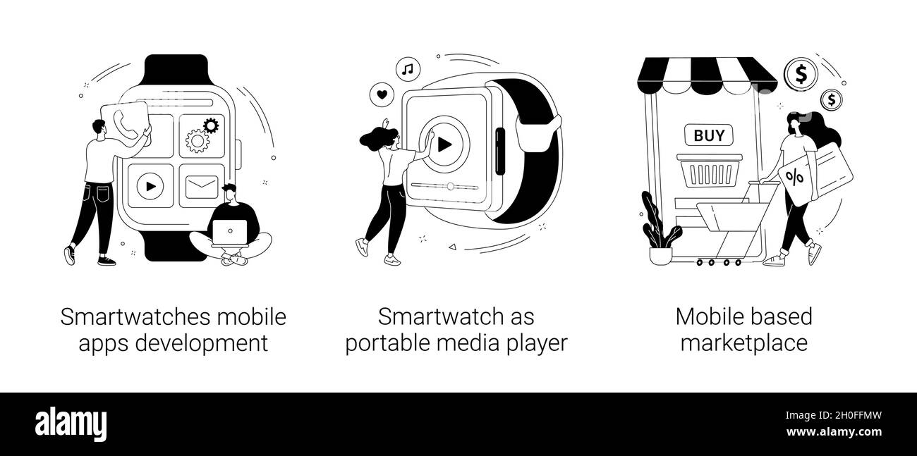 Wearable devices abstract concept vector illustrations Stock Vector ...