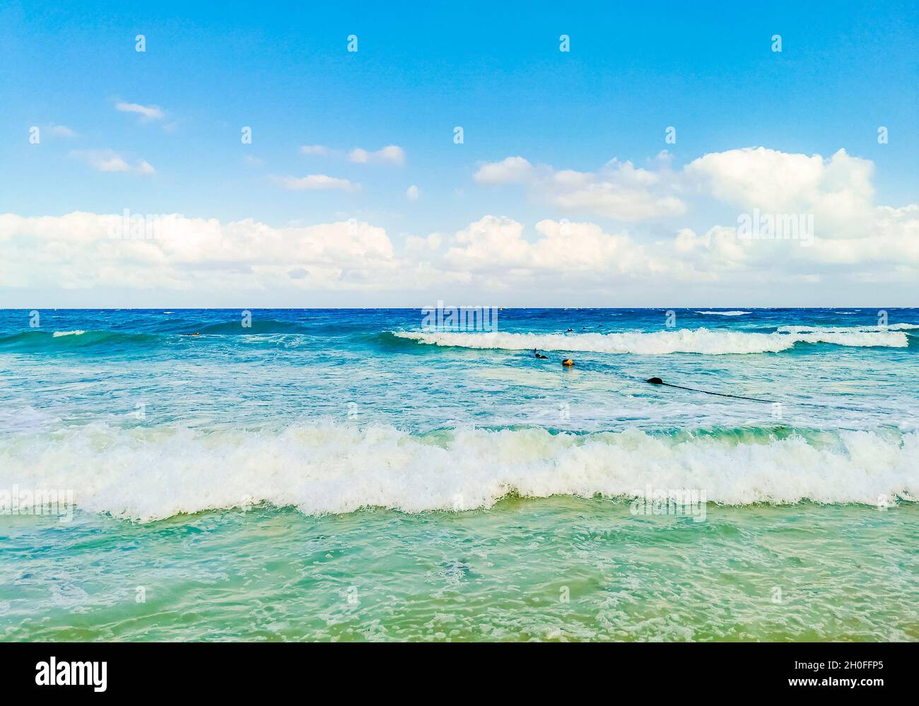 Tropical mexican beach landscape panorama with clear turquoise blue ...