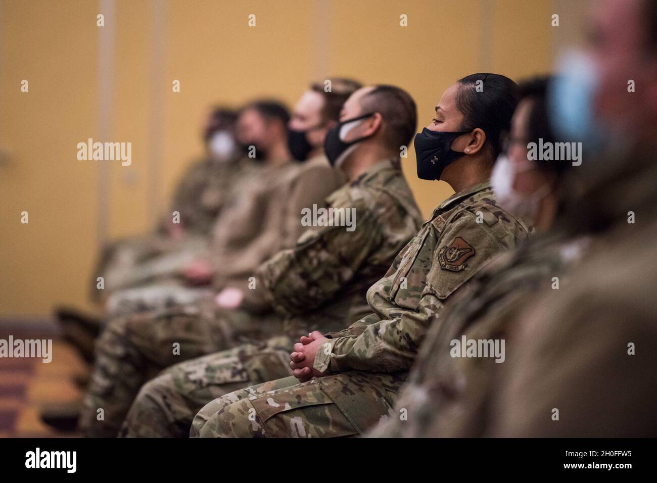U.S. Air Force Airmen from the 35th Fighter Wing listen as Chief Master ...