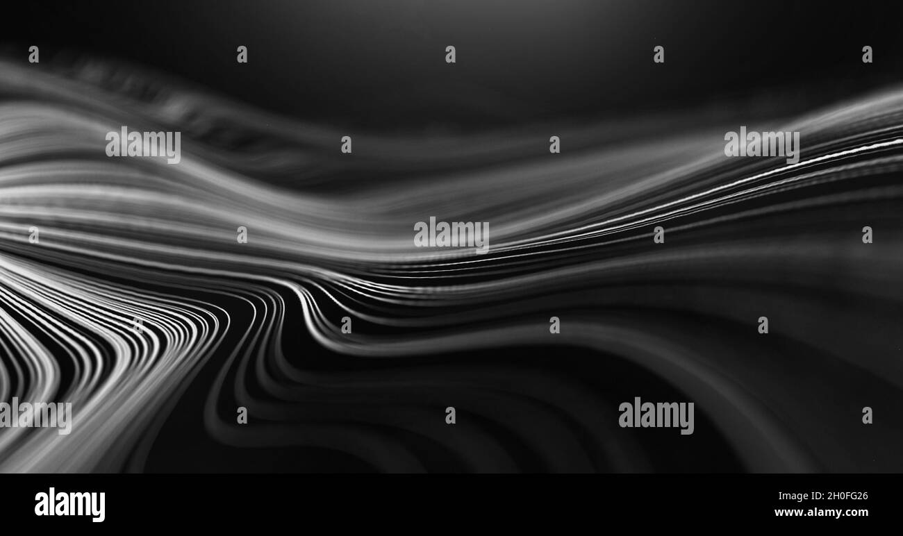 Black technology wave on black background. Music abstract background ...