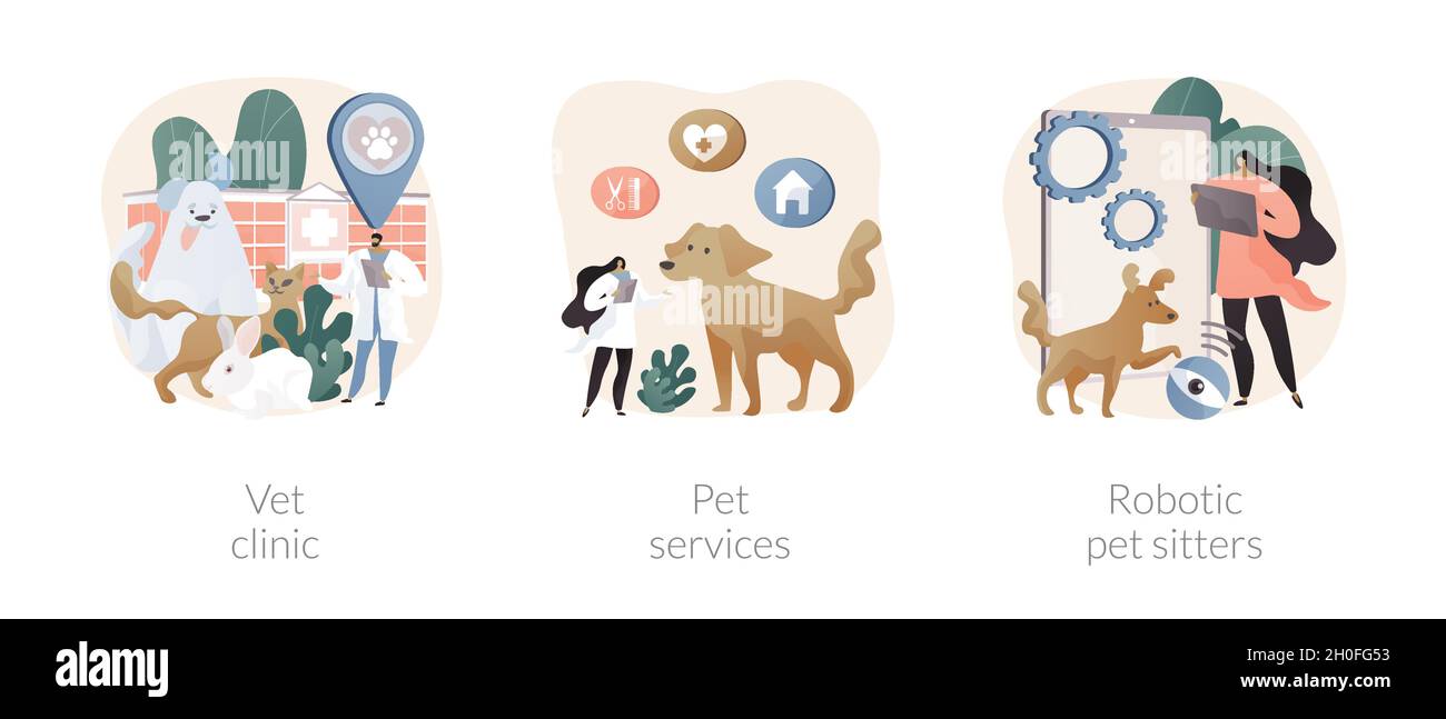 Animal services abstract concept vector illustrations Stock Vector ...