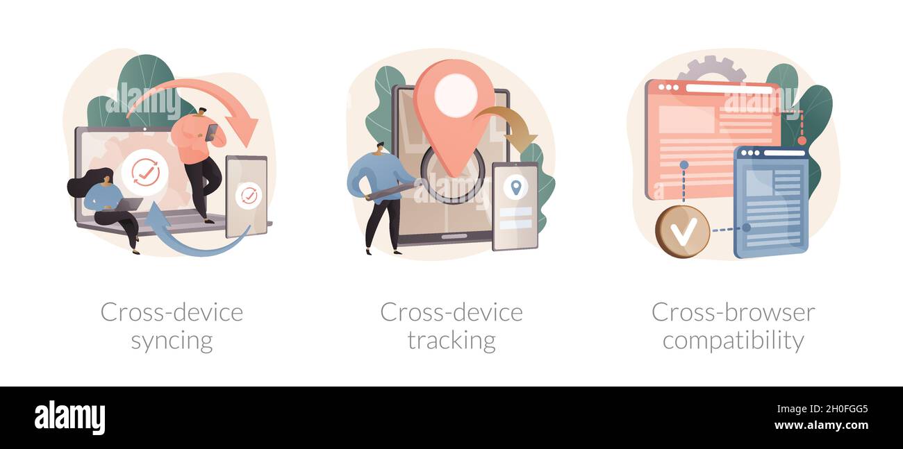 Multi-device compatibility abstract concept vector illustrations Stock ...