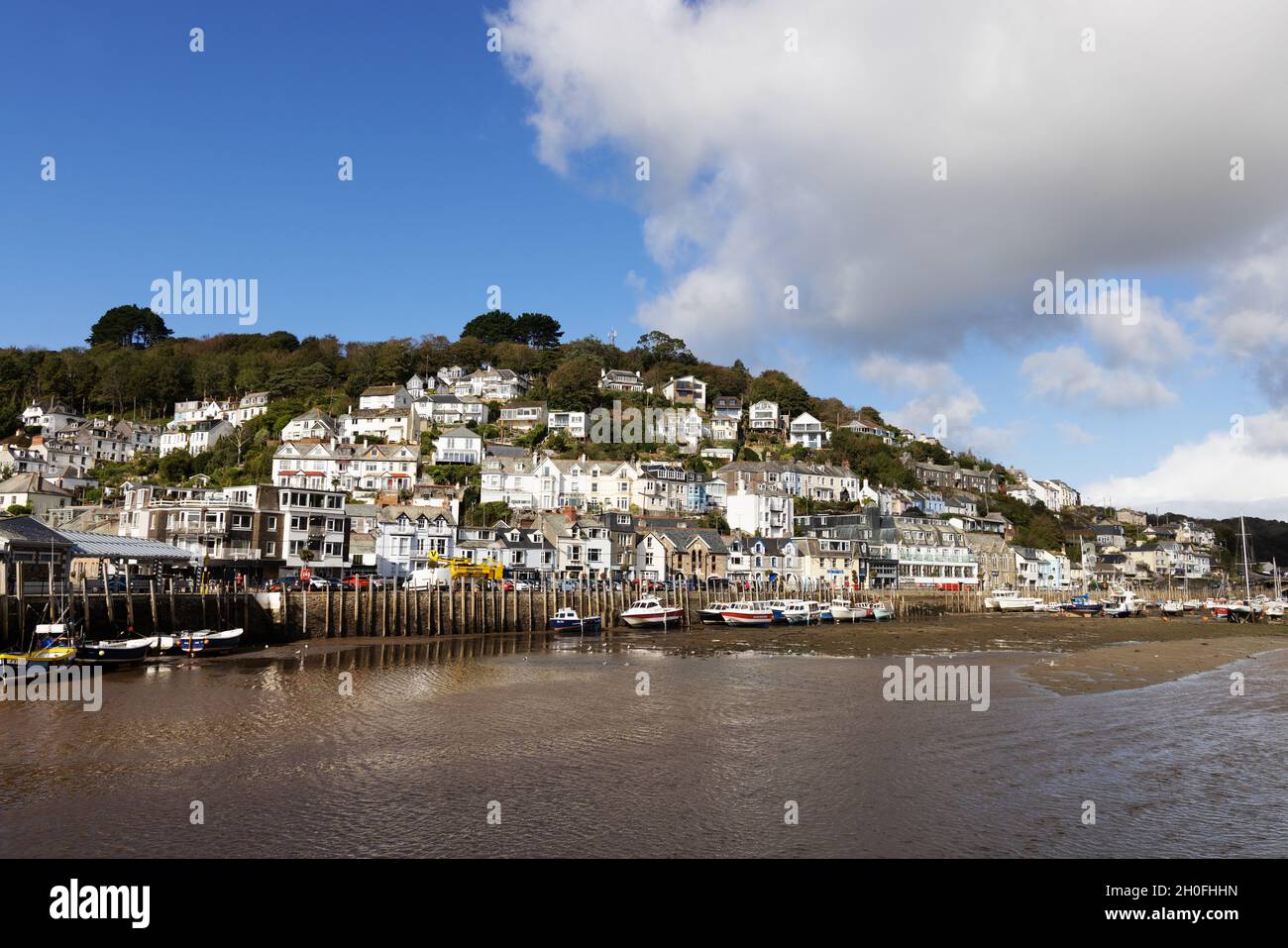 Looe Cornwall; the harbour and River Looe, on the south Cornwall coast ...