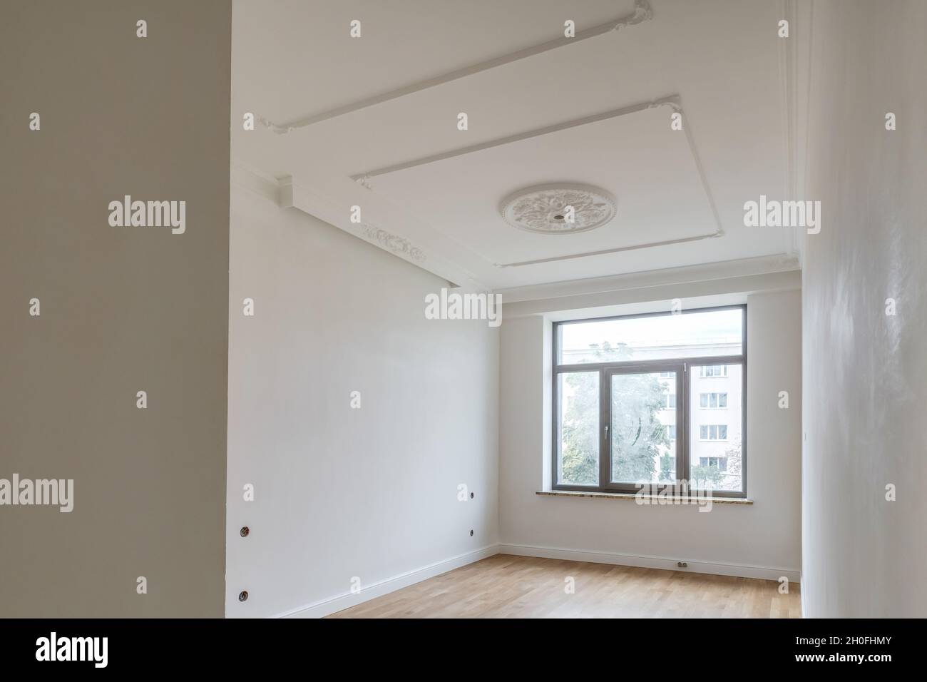 empty white room with repair and without furniture. room for office or ...