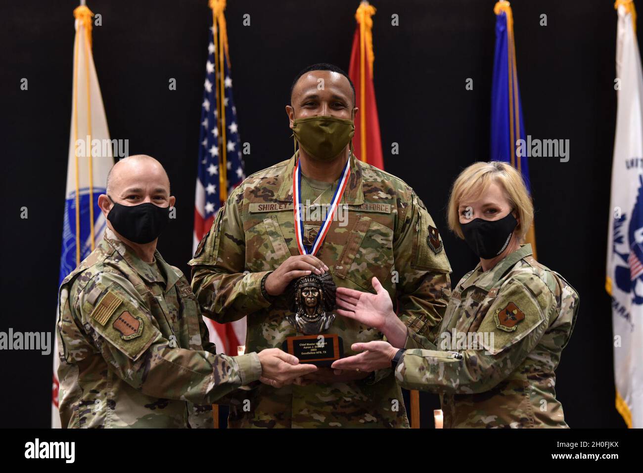 U.S. Air Force Col. Andres Nazario, 17th Training Wing commander, and Chief Master Sgt. Casy ...