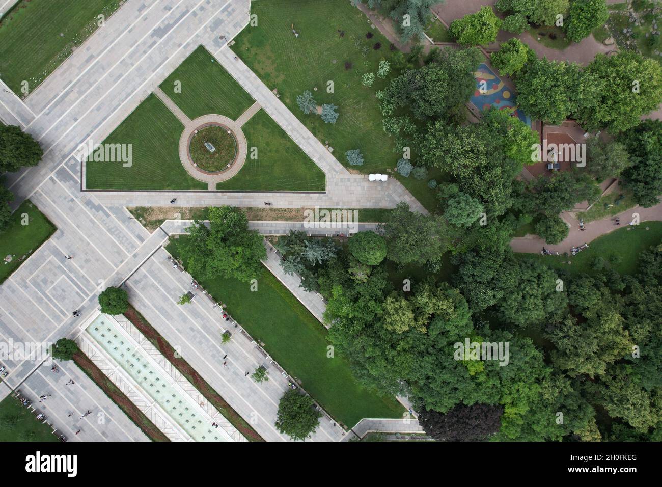 Urban park with meadow, trees and paths. Top view Stock Photo - Alamy