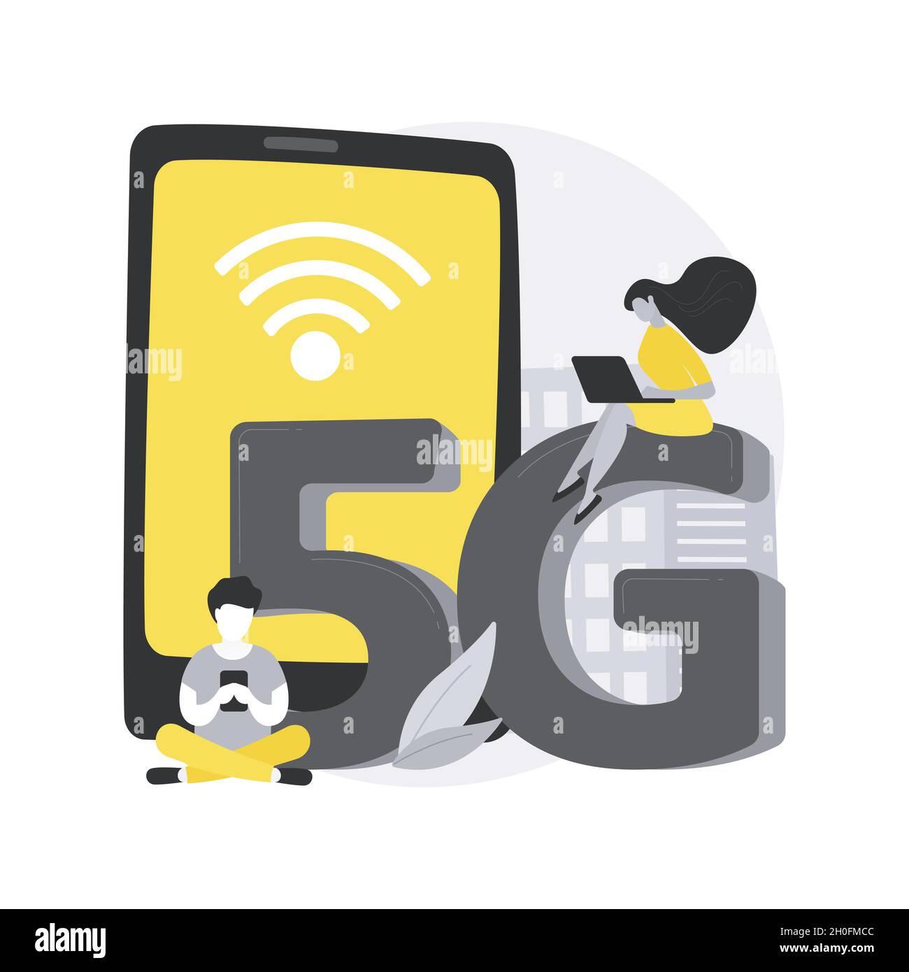 Mobile phones 5G network abstract concept vector illustration Stock ...