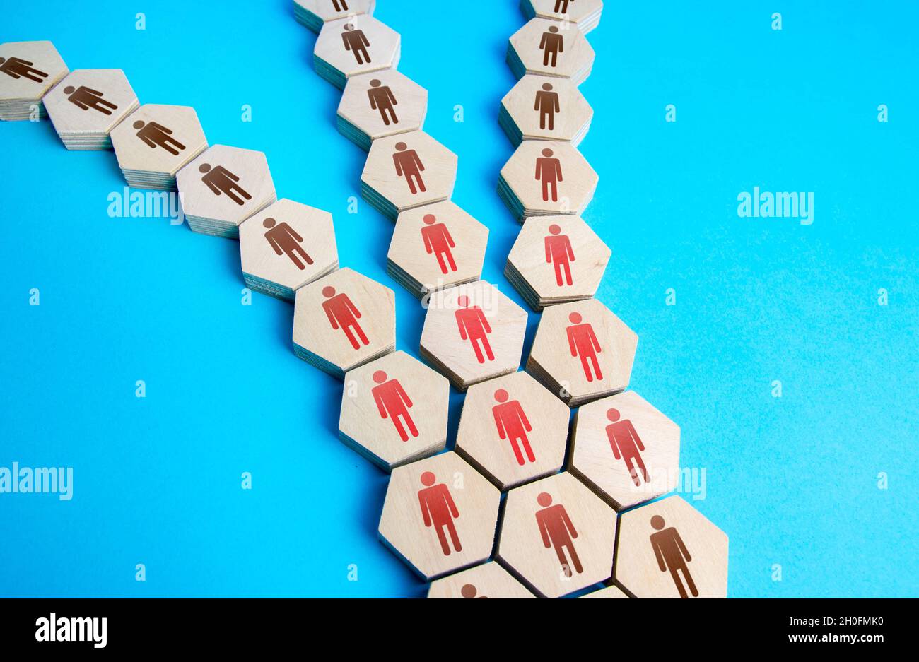 People are divided into several directions. Concept of conflict and ...