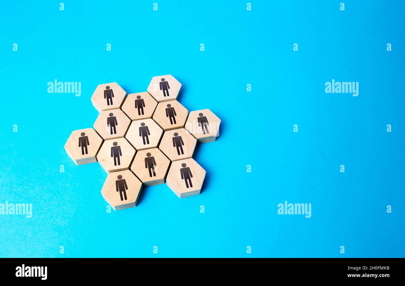 People are united in a group. Social organizations, commercial ...