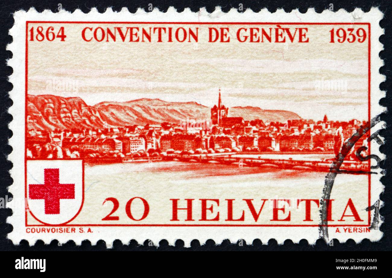SWITZERLAND - CIRCA 1939: a stamp printed in the Switzerland shows View ...