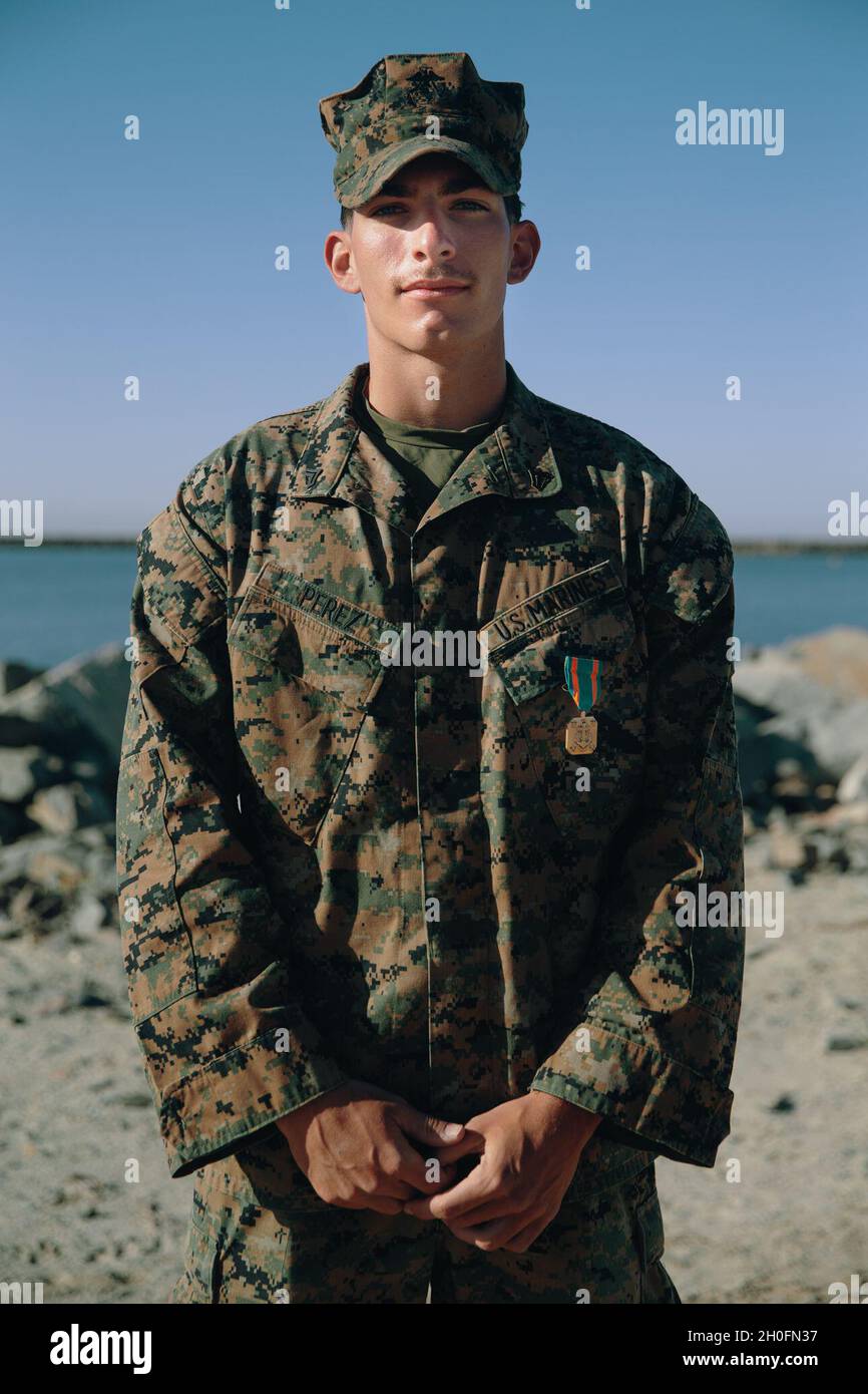 U.S. Marine Corps Cpl. Jordan Perez, a combat engineer, 7th Engineer ...