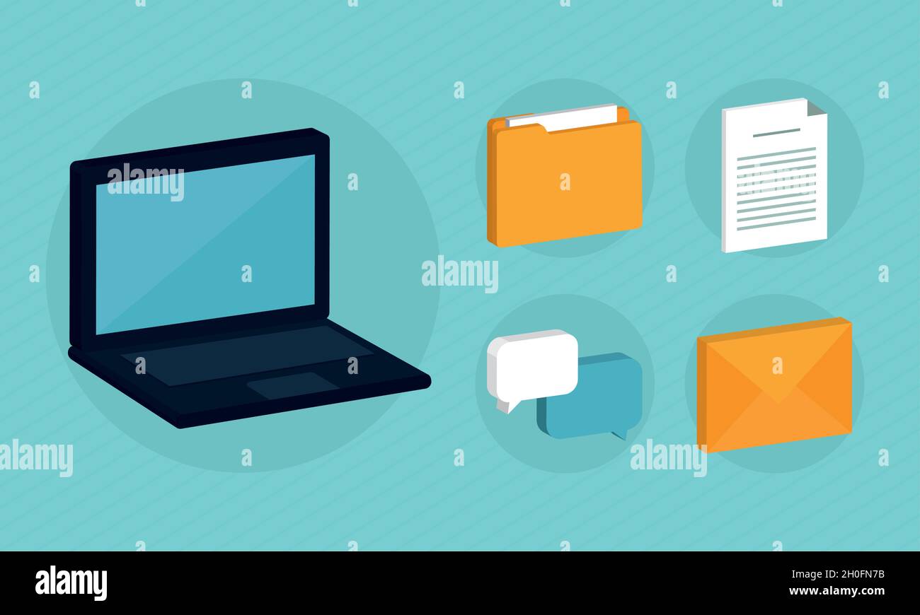 laptop and business icon set Stock Vector Image & Art - Alamy