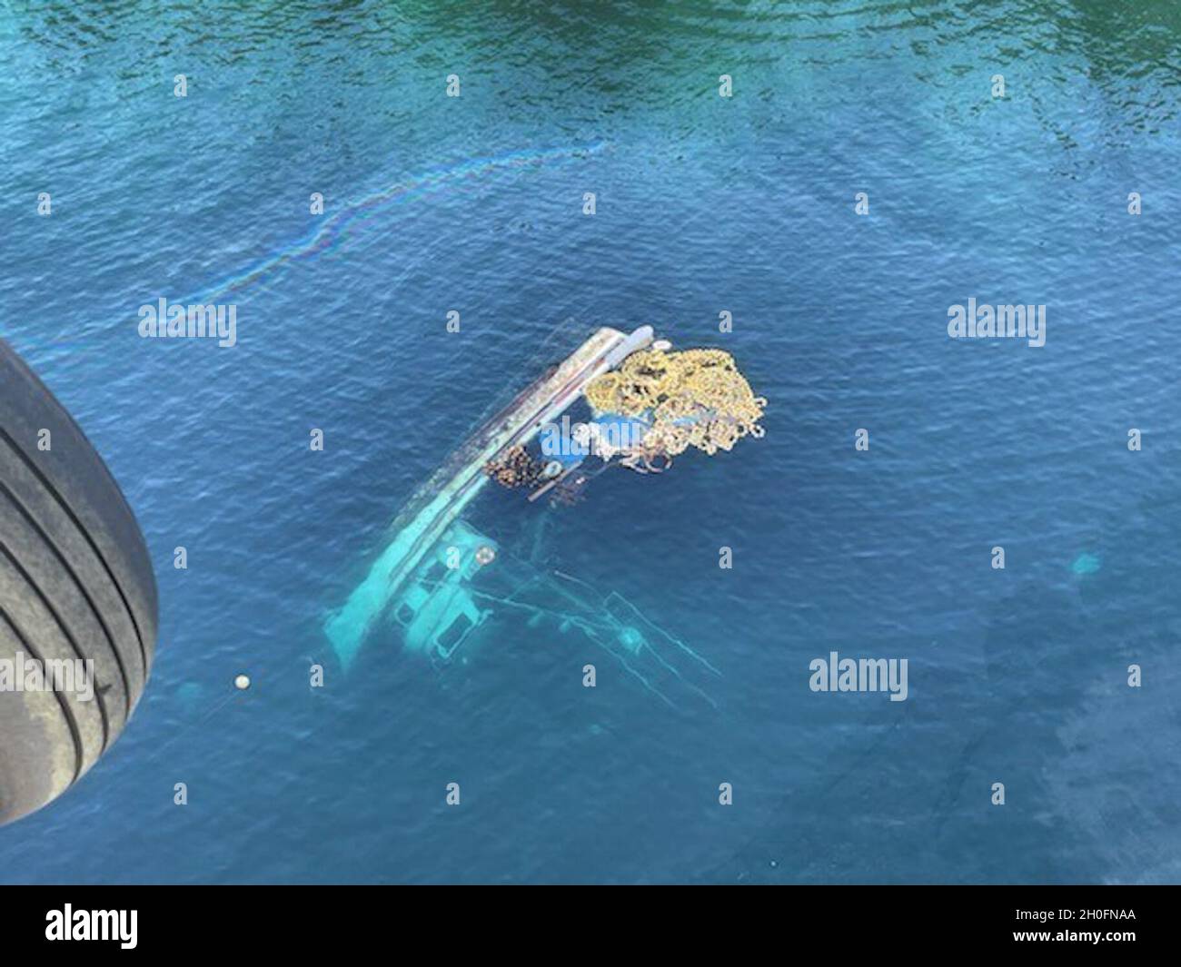 The 52-foot fishing vessel, Haida Lady, submerged between Cobb Island ...