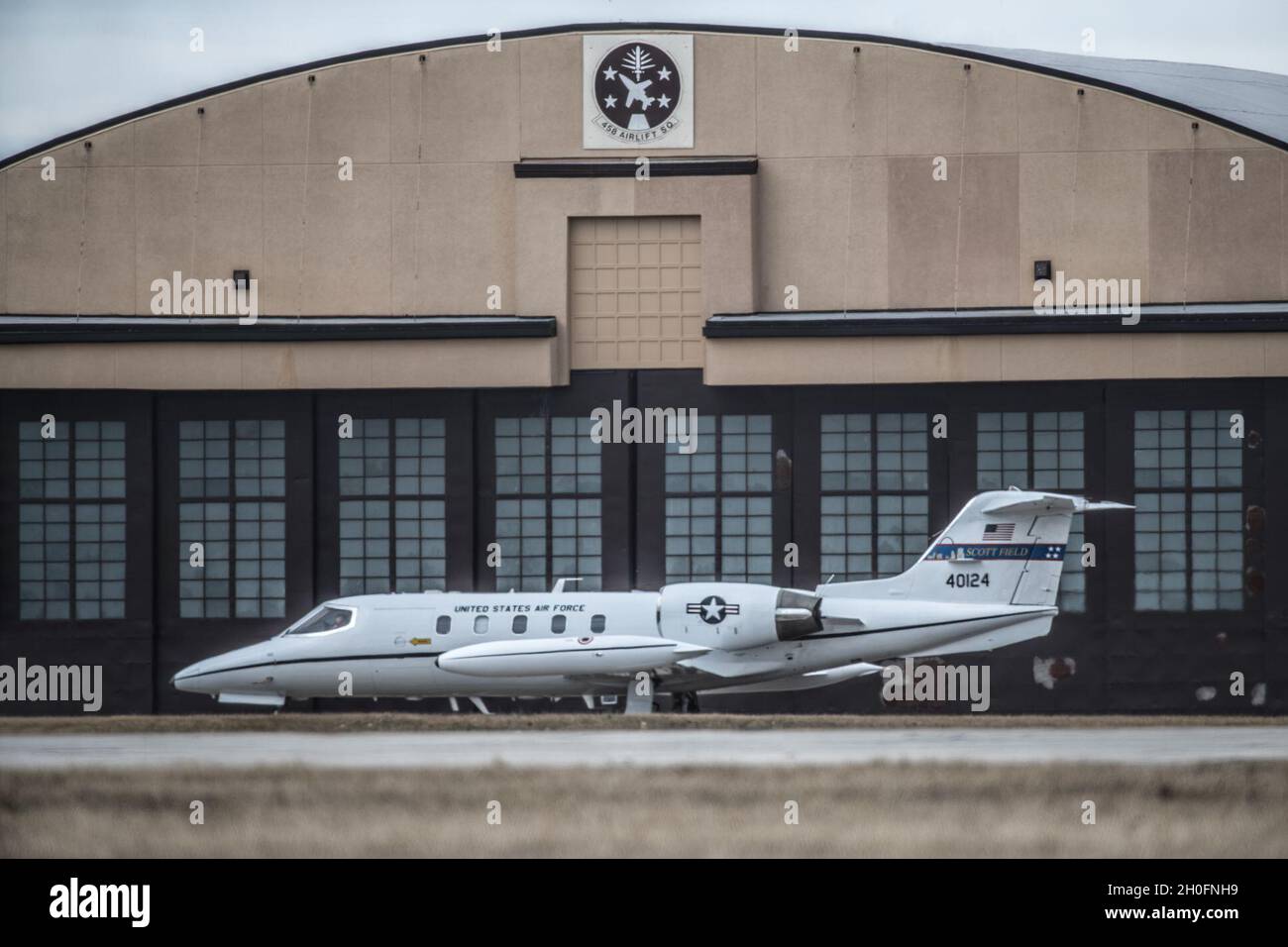 A U.S. Air Force C-21 Cougar assigned to the 458th Airlift Squadron ...