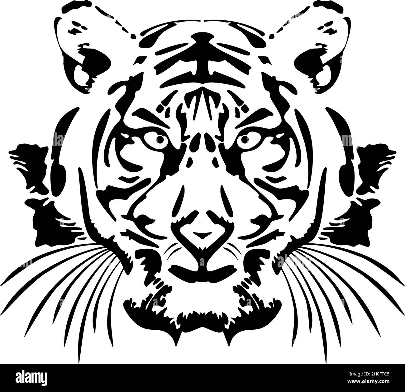 Tiger Head Detailed Drawing Tiger Tiger Head Symbol New 2022 Vector