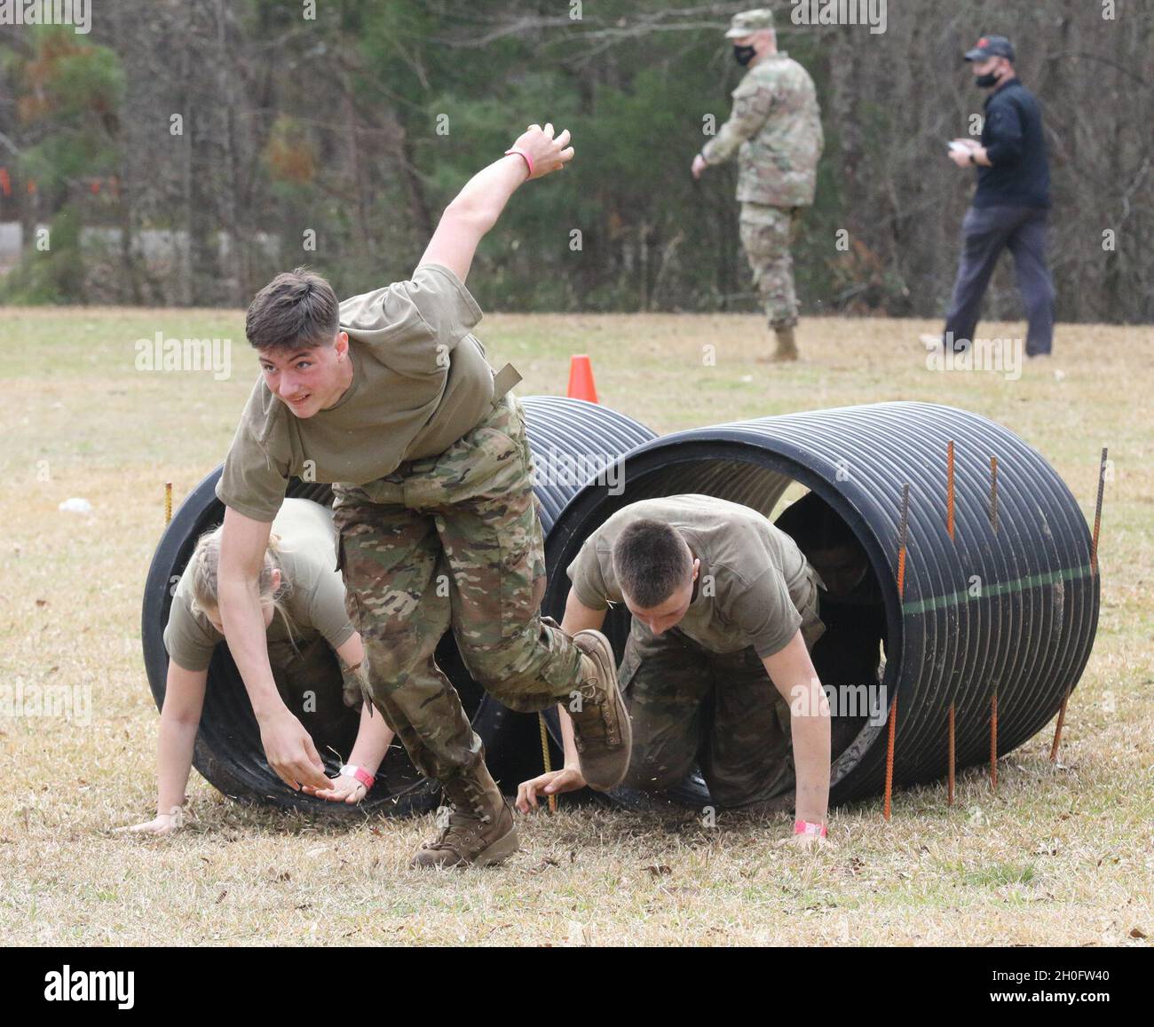 Cadets from Ozark High School compete in the Physical Team Test during ...