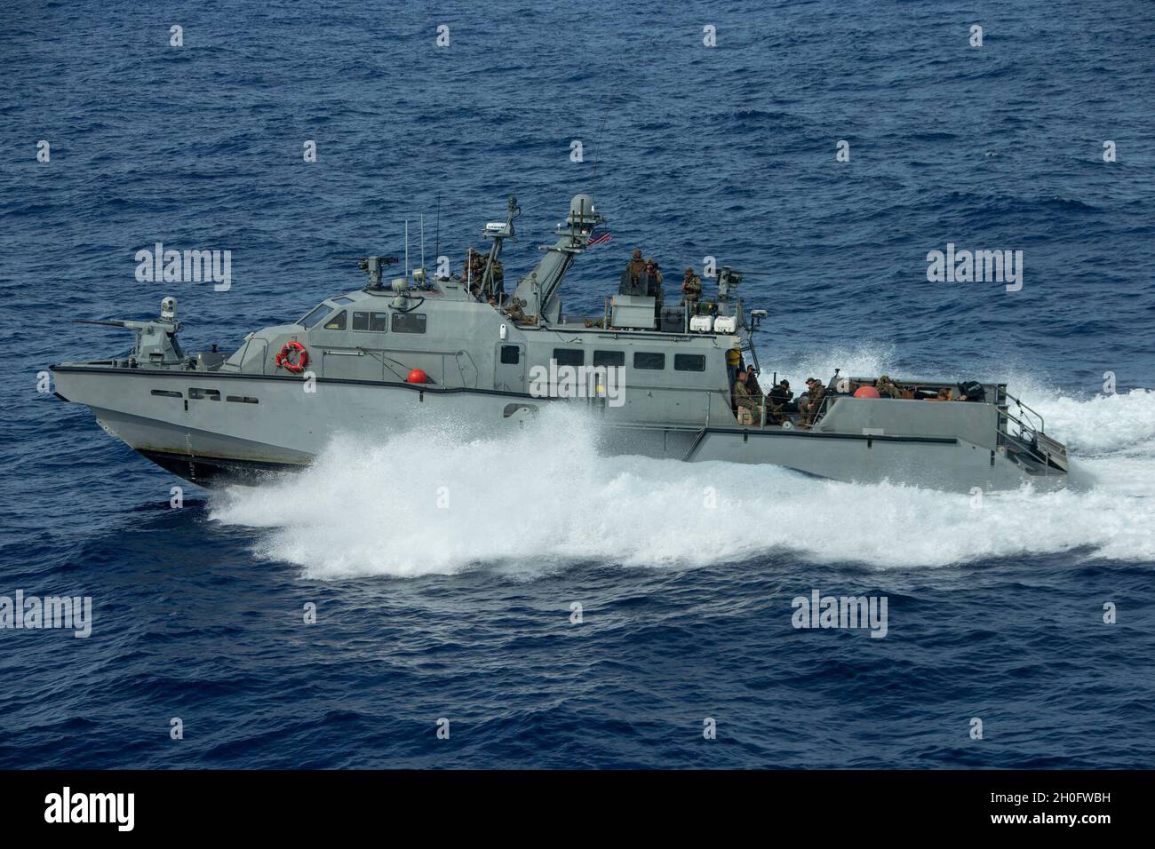 A U.S. Navy Mark VI patrol boat with Maritime Expeditionary Security ...