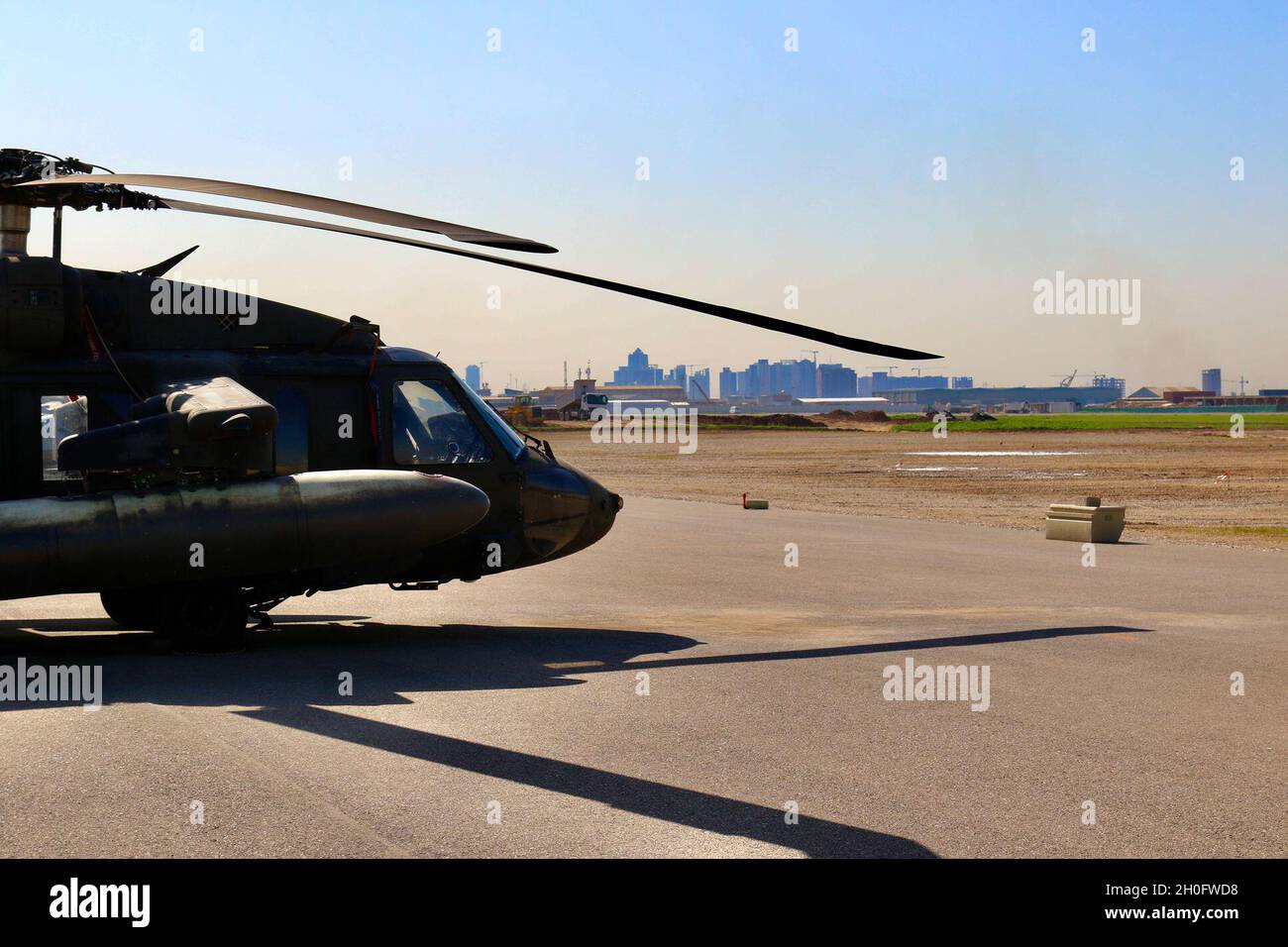 A UH-60 Black Hawk helicopter, assigned to the 28th Expeditionary ...