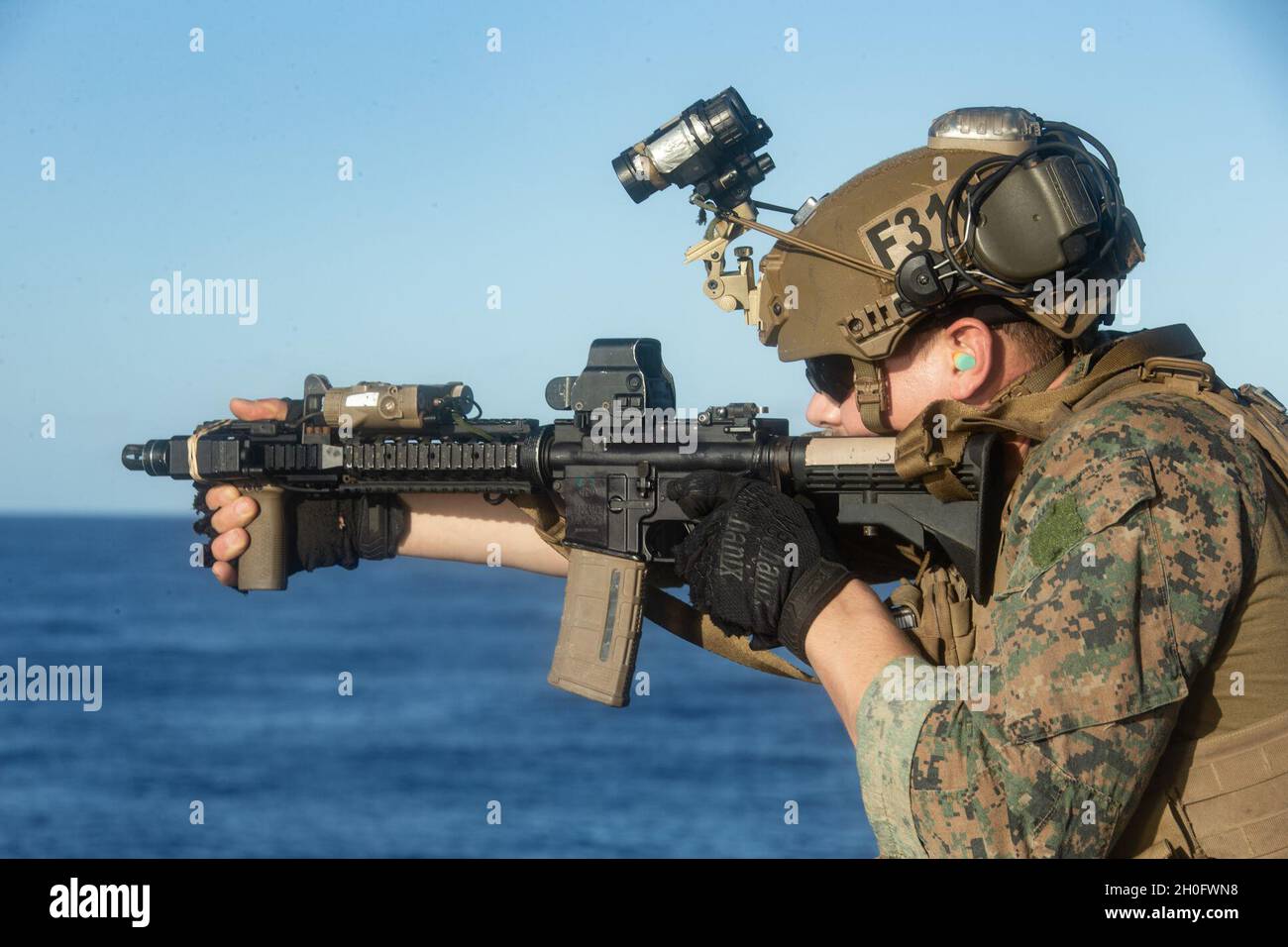 U.S. Marine Corps Sgt. Damion Merrow, a rifleman with Battalion Landing ...
