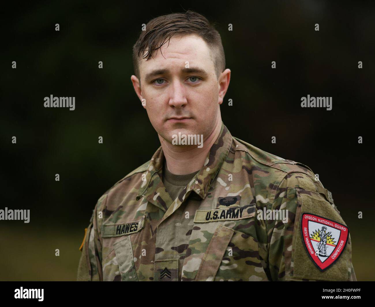 Oregon Army National Guard Sgt. Brandon Hawes, assigned to the 1st ...