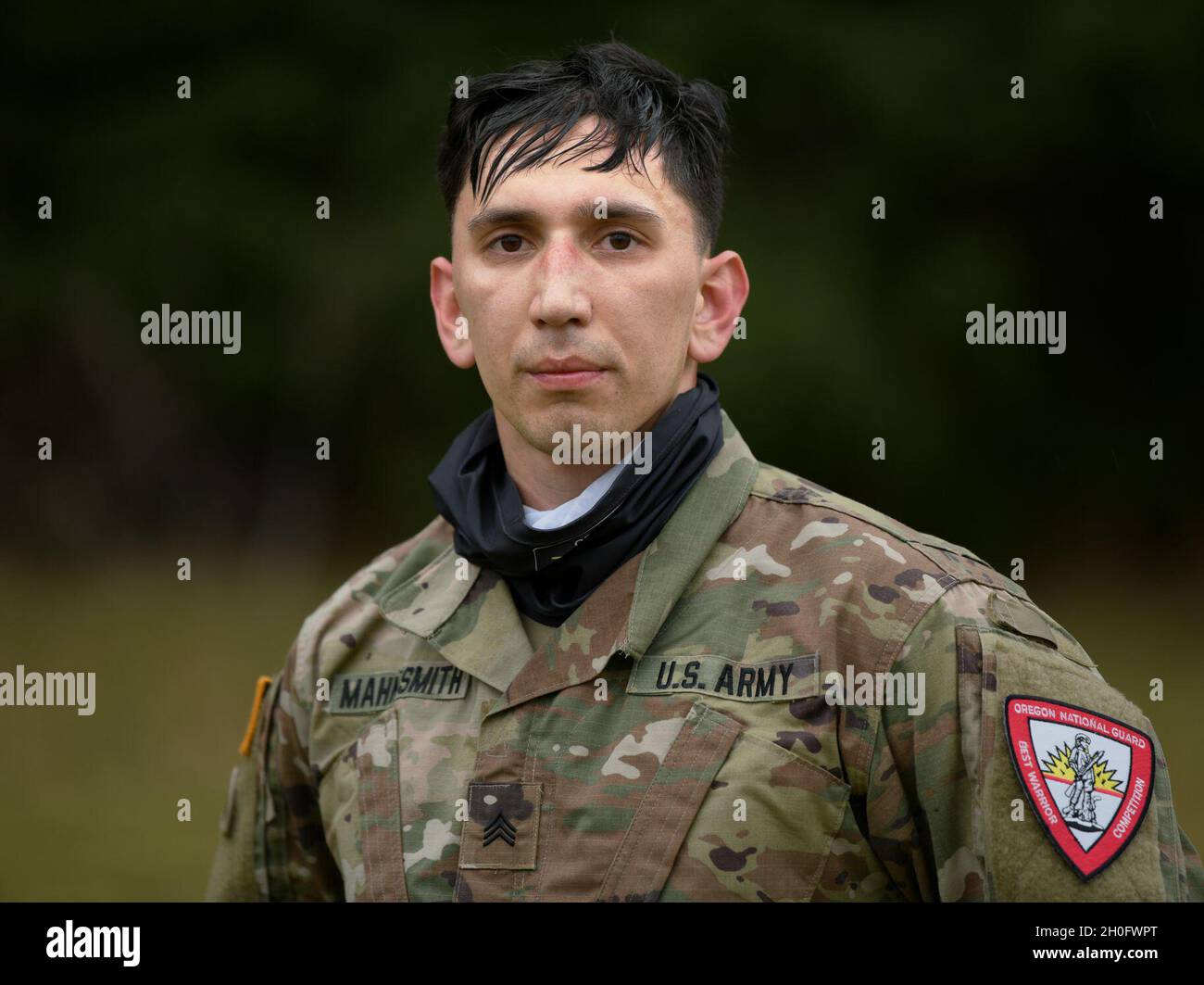 Oregon Army National Guard Spc. Jason Mahnesmith, assigned to the 1st ...