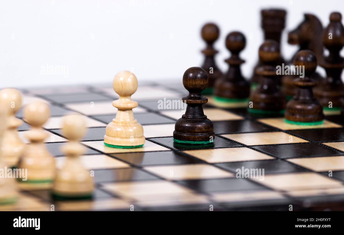 Chess Pawn Standing next to each other, Making Decision and Take a ...