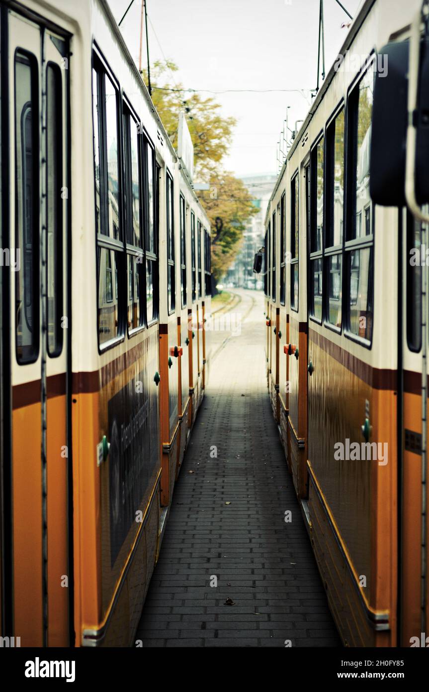 Two trams hi-res stock photography and images - Alamy