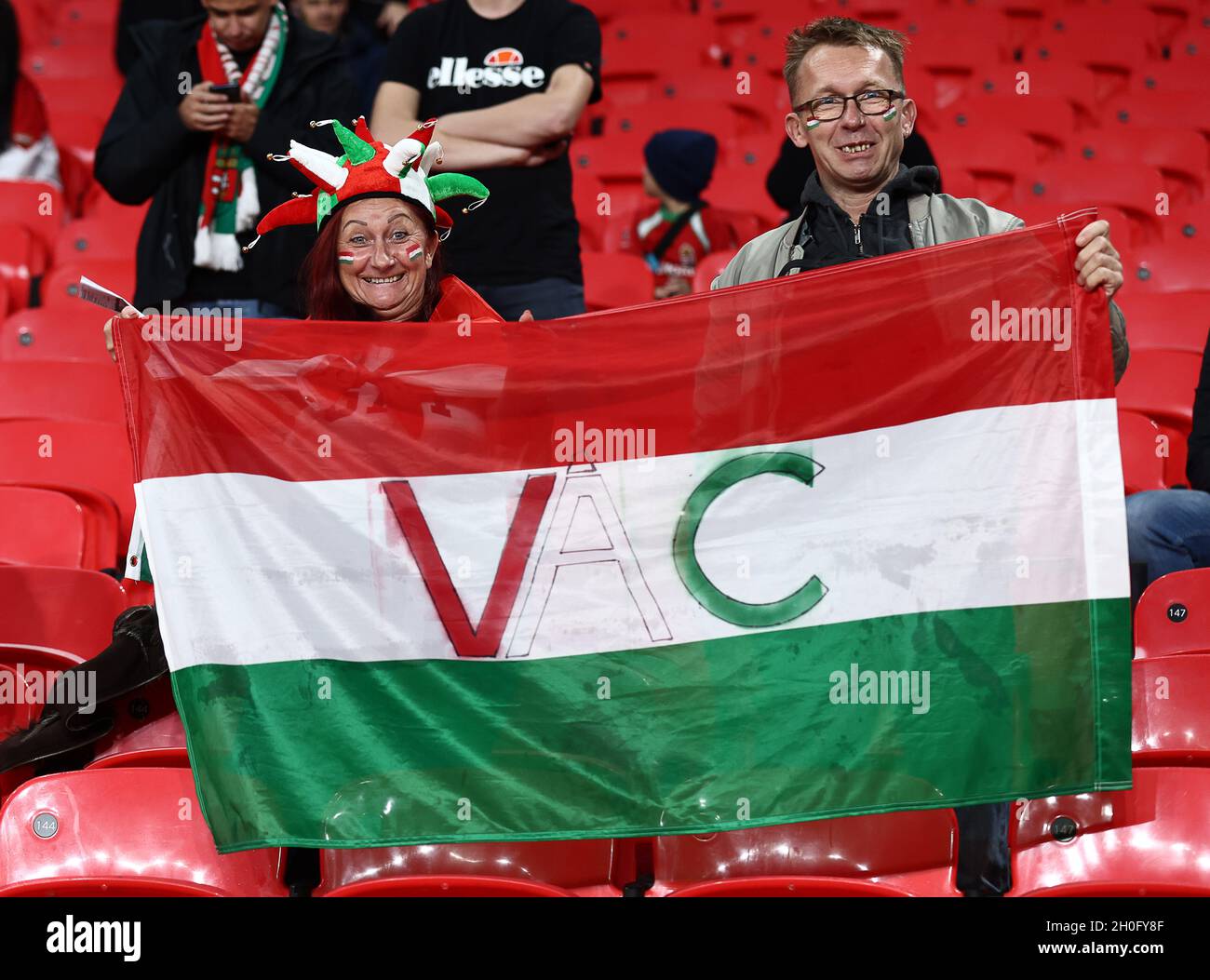 London, England, 12th October 2021. Hungary fans during the FIFA World ...