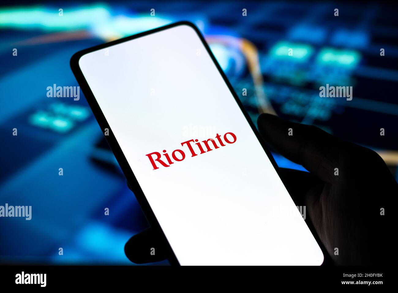 West Bangal, India - October 09, 2021 : Rio Tinto logo on phone screen ...