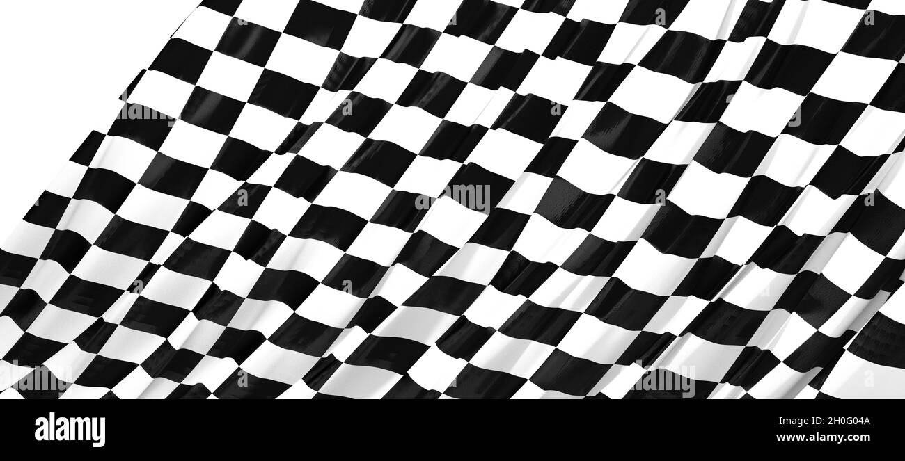 3D rendering of a black and white checkered flag for wallpaper or ...