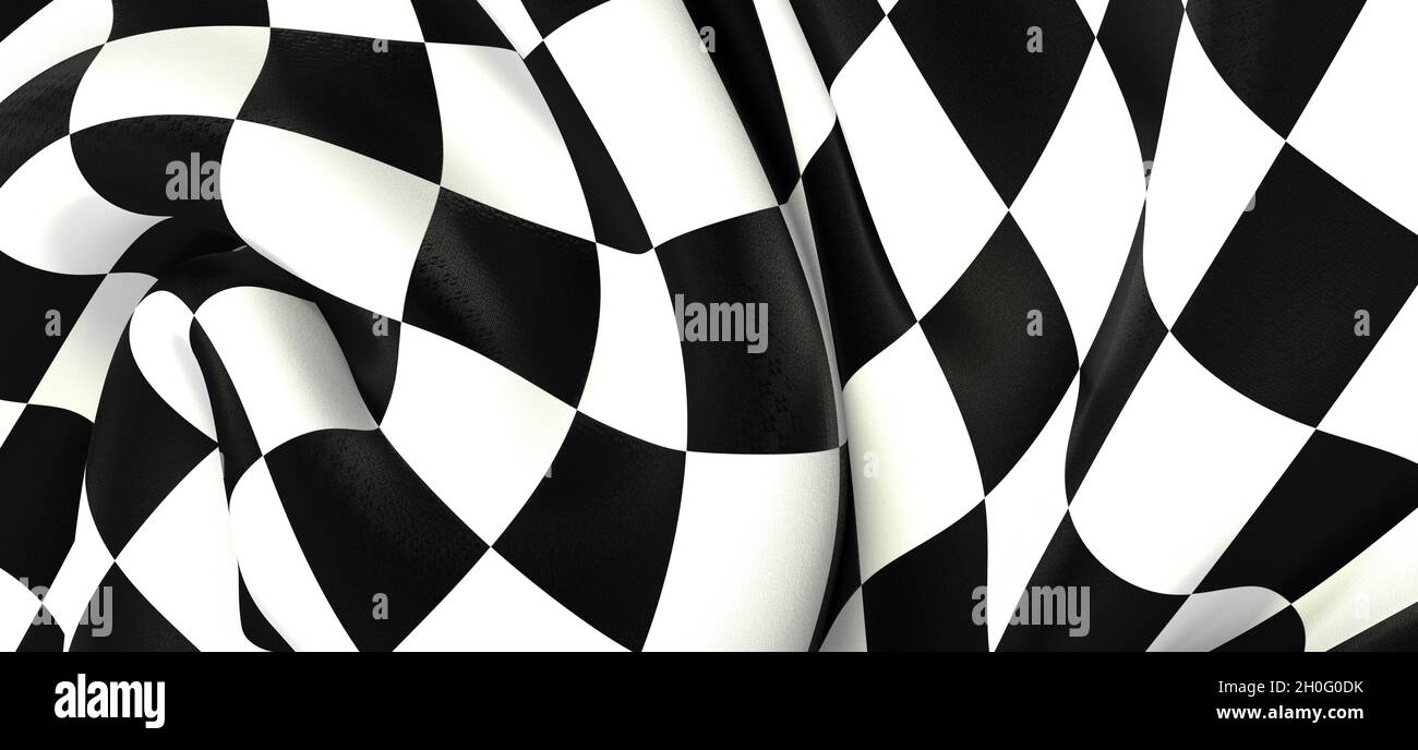 3D rendering of a black and white checkered flag for wallpaper or ...