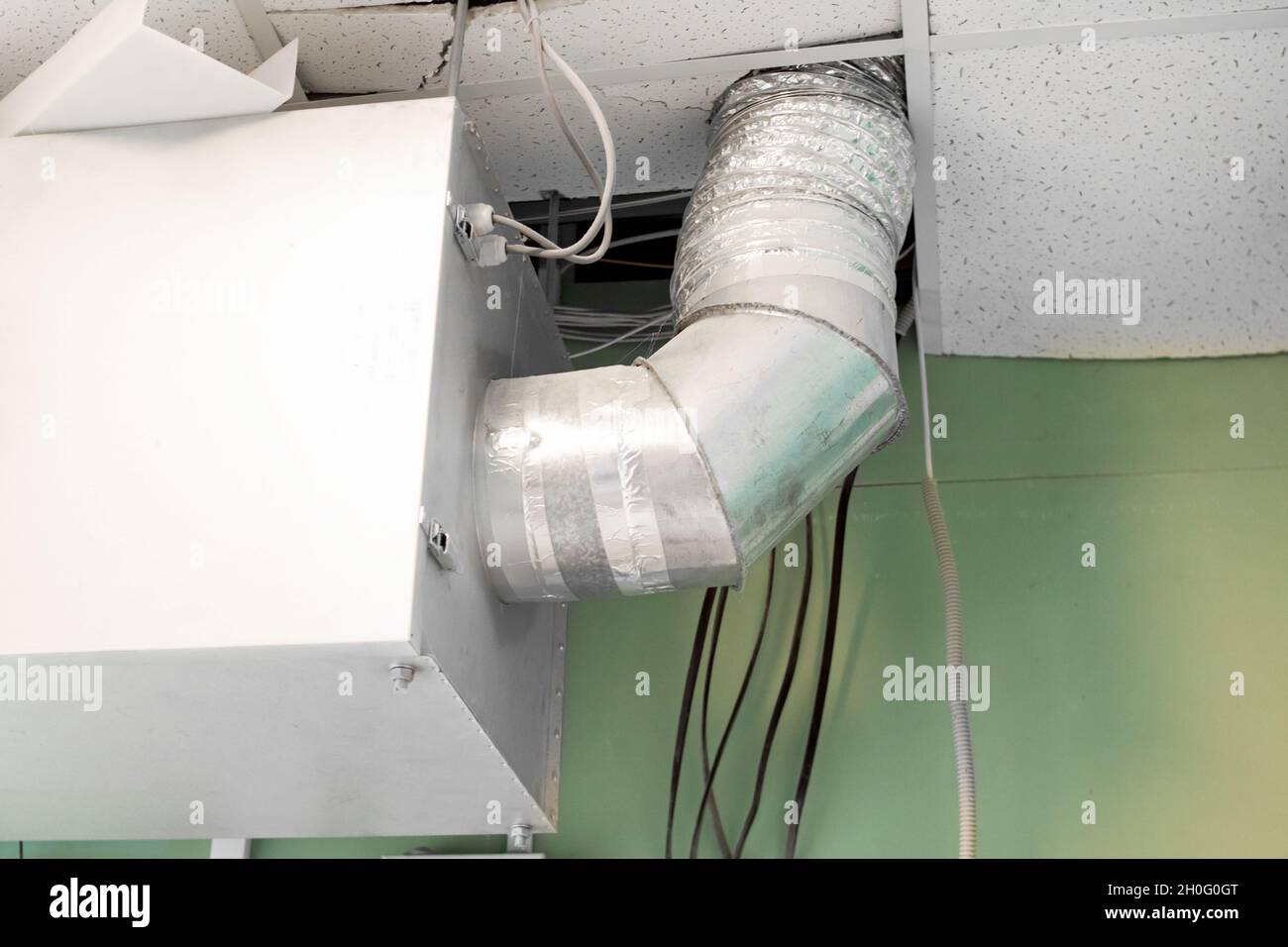 The ventilation pipe is brought out to the window Stock Photo - Alamy