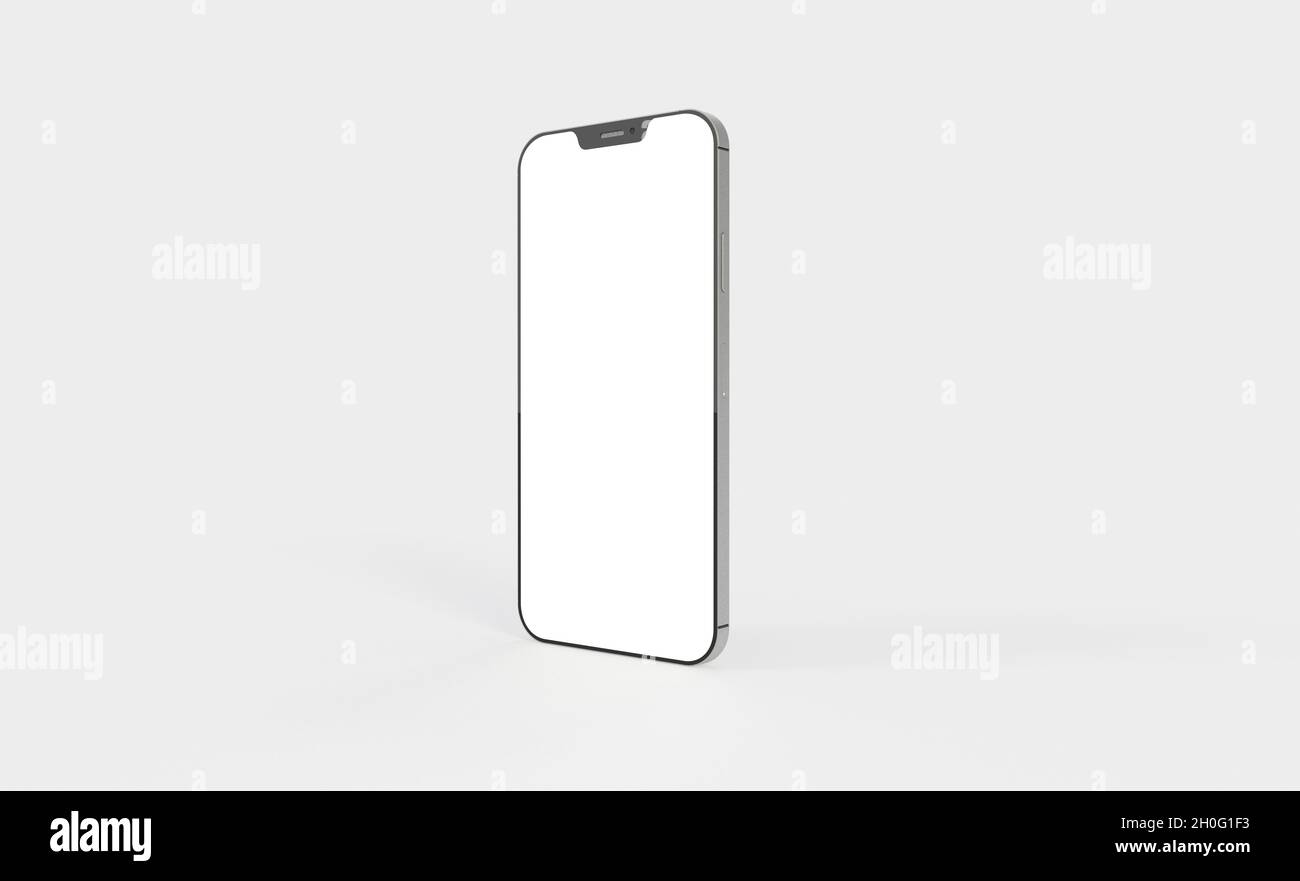 Smartphone with a blank copy space screen isolated on a white ...