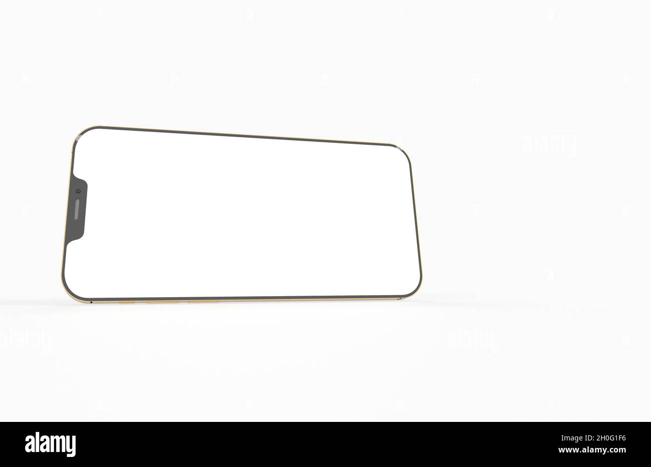 Smartphone with a blank copy space screen isolated on a white ...