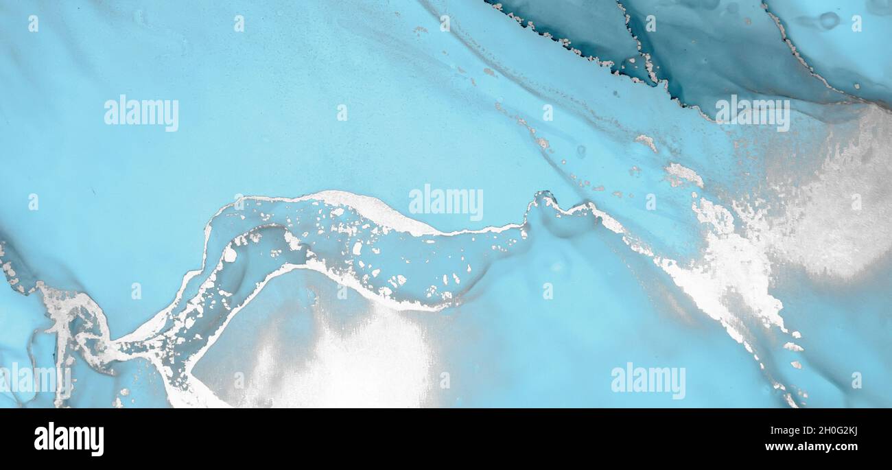 Color Ocean Water. on Paper. Hand Painted Alcohol Stock Photo - Alamy