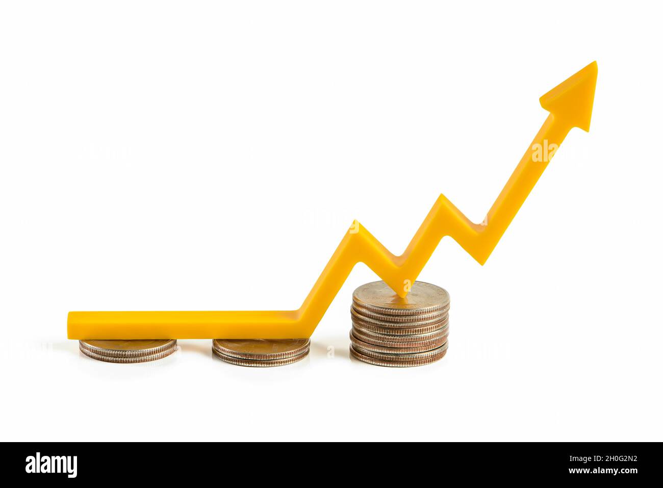 Inflation rising prices. Financial market growth isolate on white ...