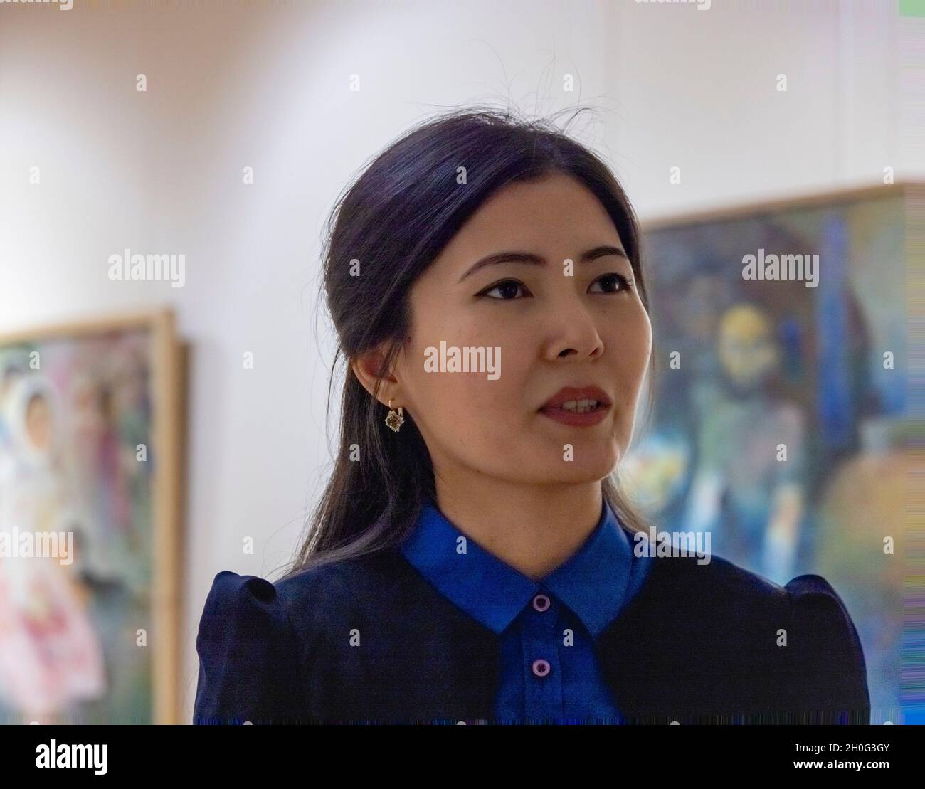 English speaking female Uzbek museum guide, Nukus Museum of Art ...