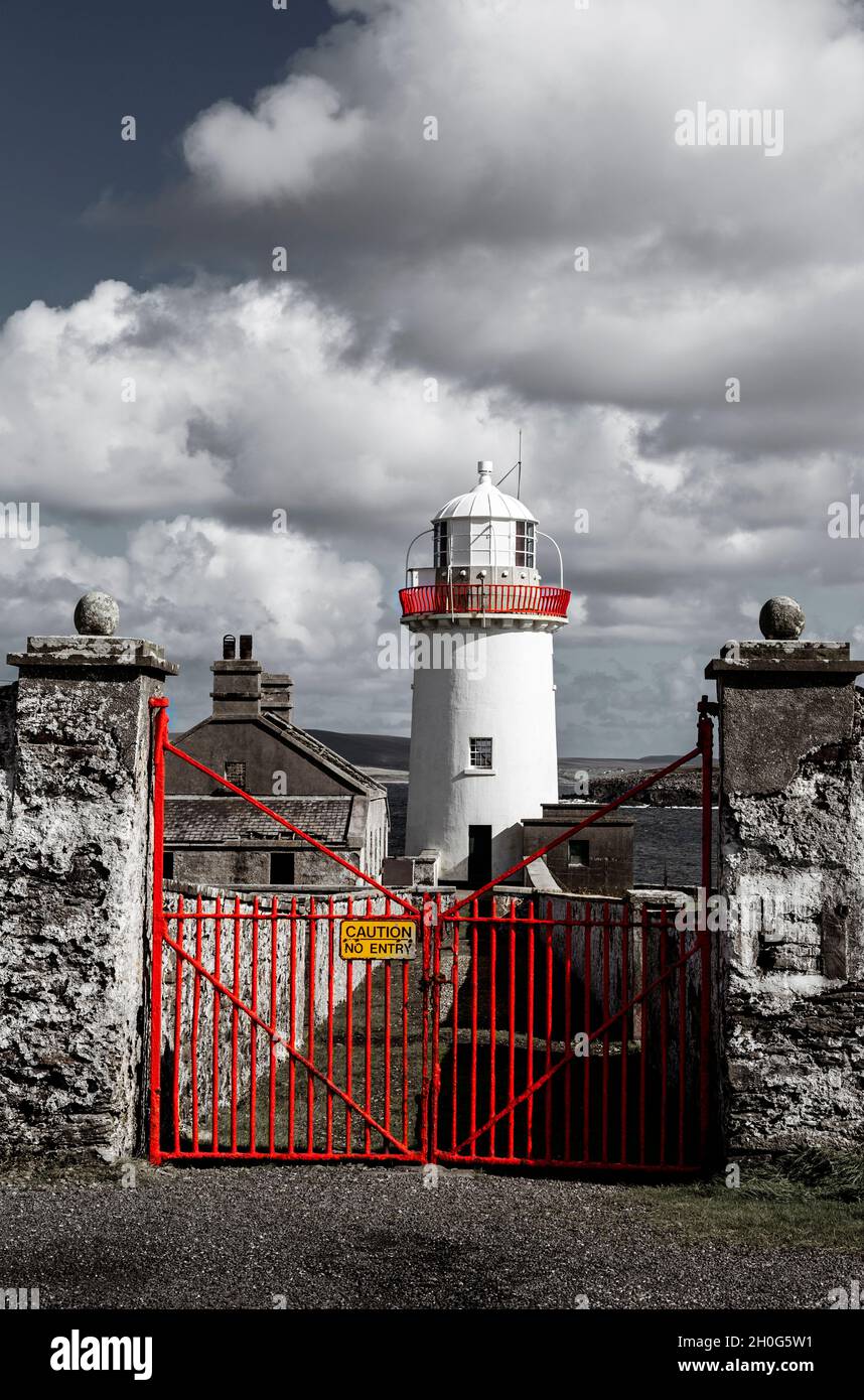 Broadhaven Lighthouse, Mullet Peninsula, County Mayo, Ireland Stock ...