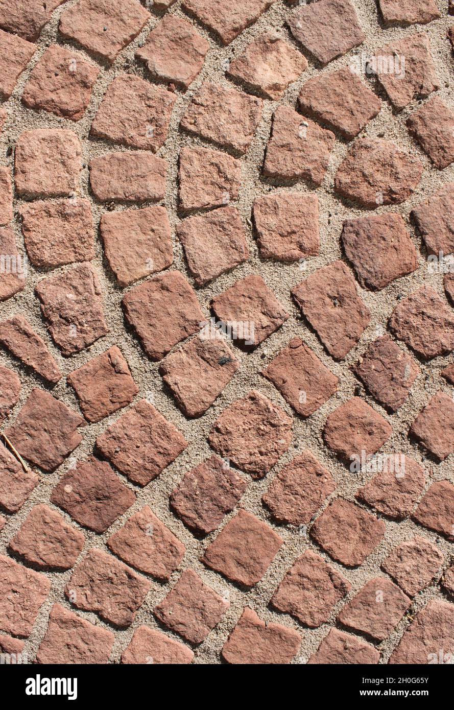 picture of a red cobblestone sidewalk Stock Photo - Alamy