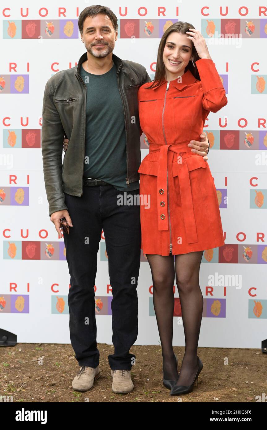 Daniele Pecci and Pilar Fogliati attend the photocall of Rai fiction ...