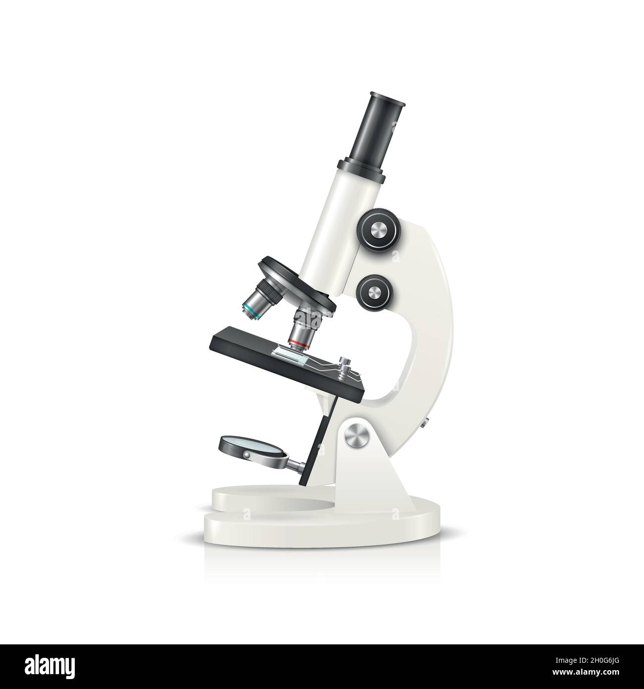 Vector 3d Realistic White Laboratory Microscope Isolated on White ...