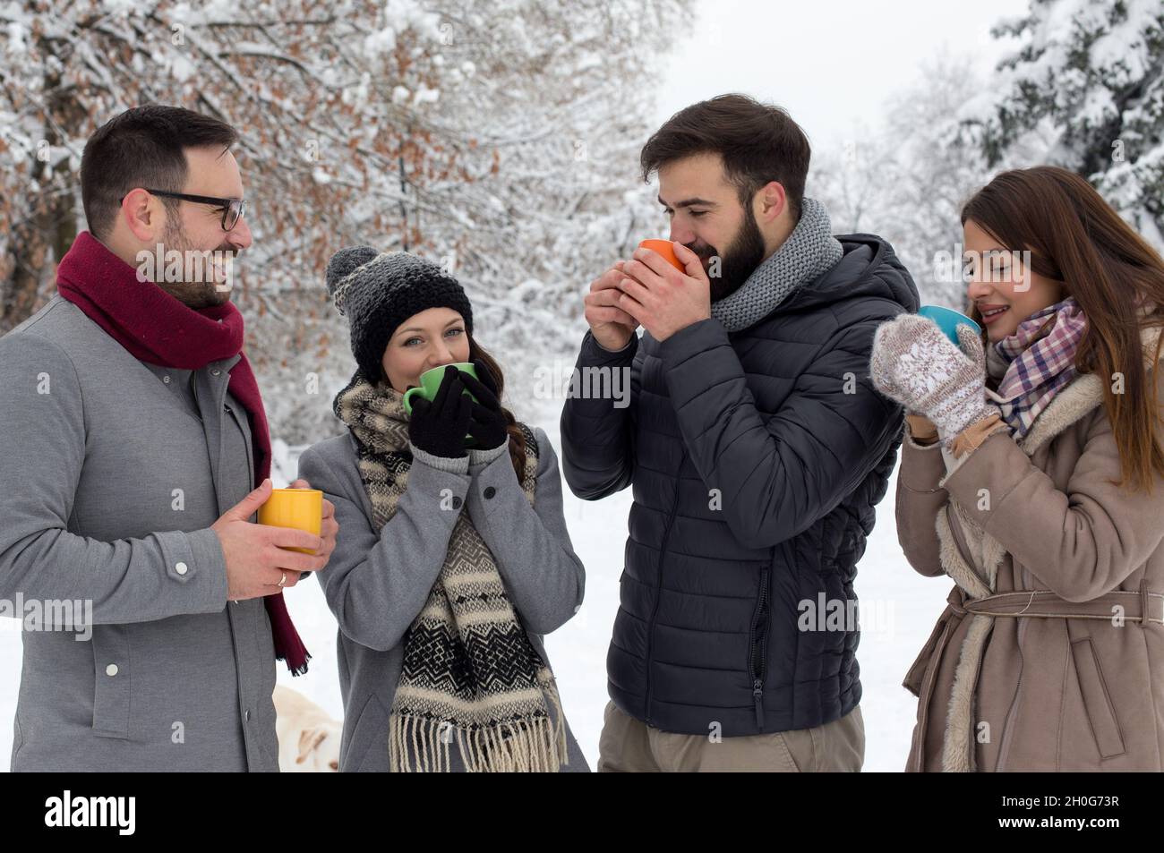 Couple drinking tea in forest hi-res stock photography and images - Alamy