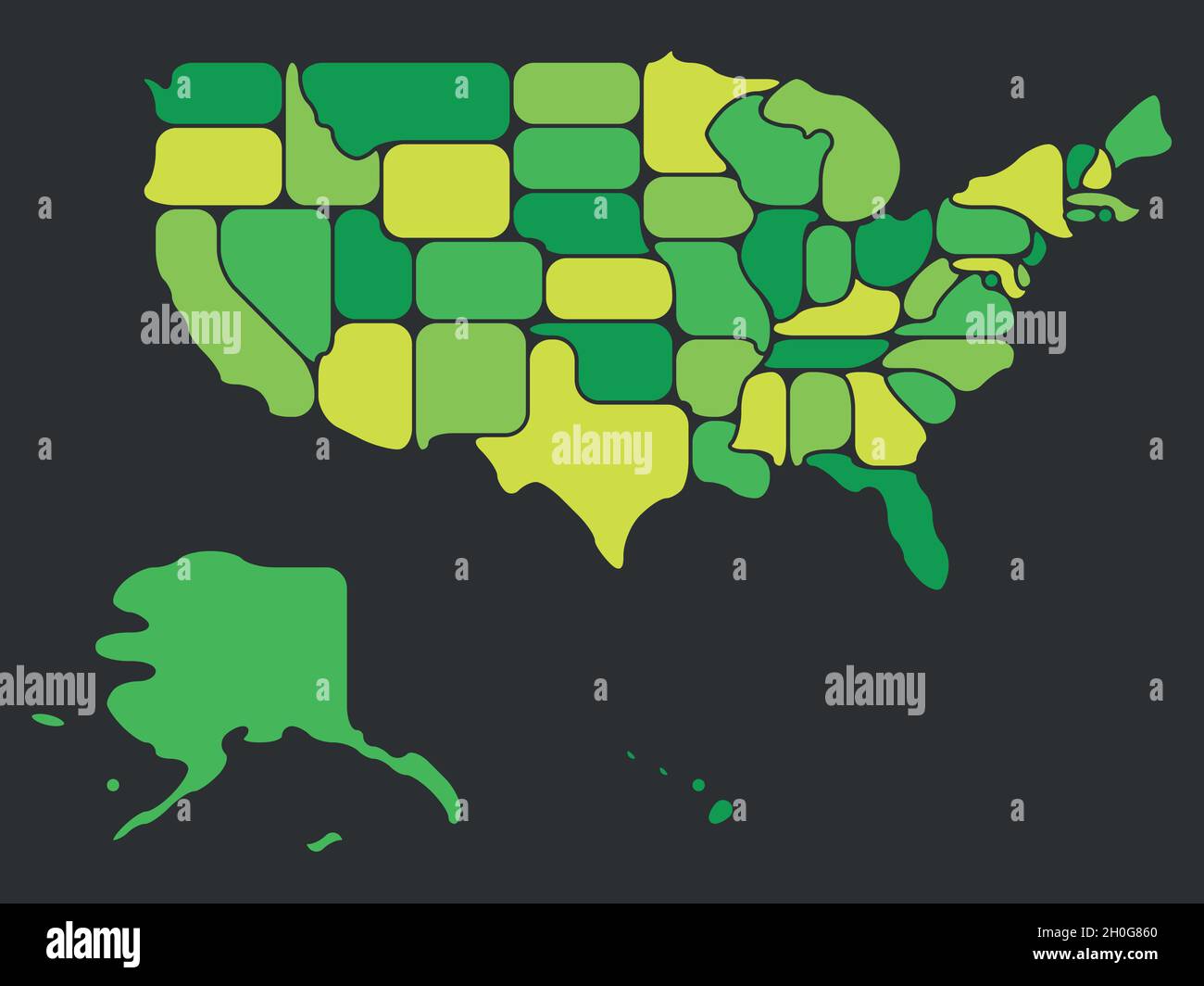 Simplified map of USA, United States of America. Retro style ...